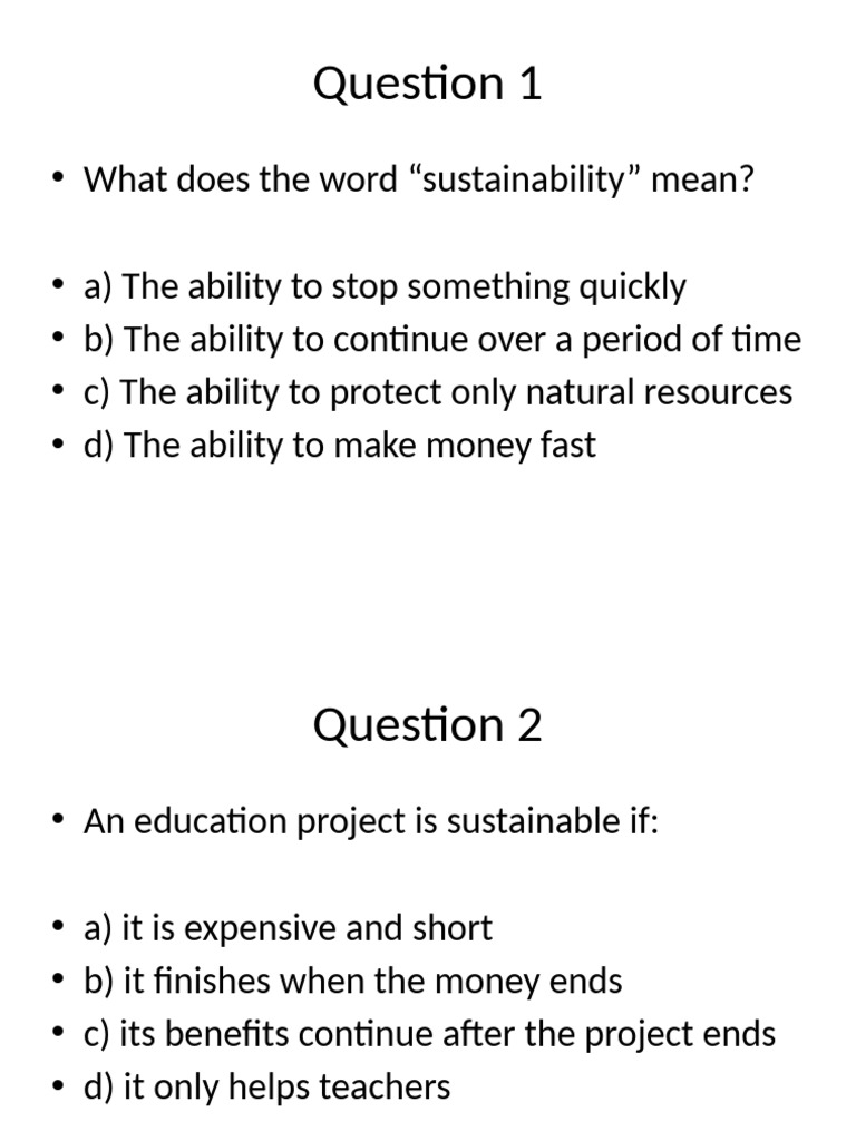 Understanding Sustainability Quiz Answers | PDF