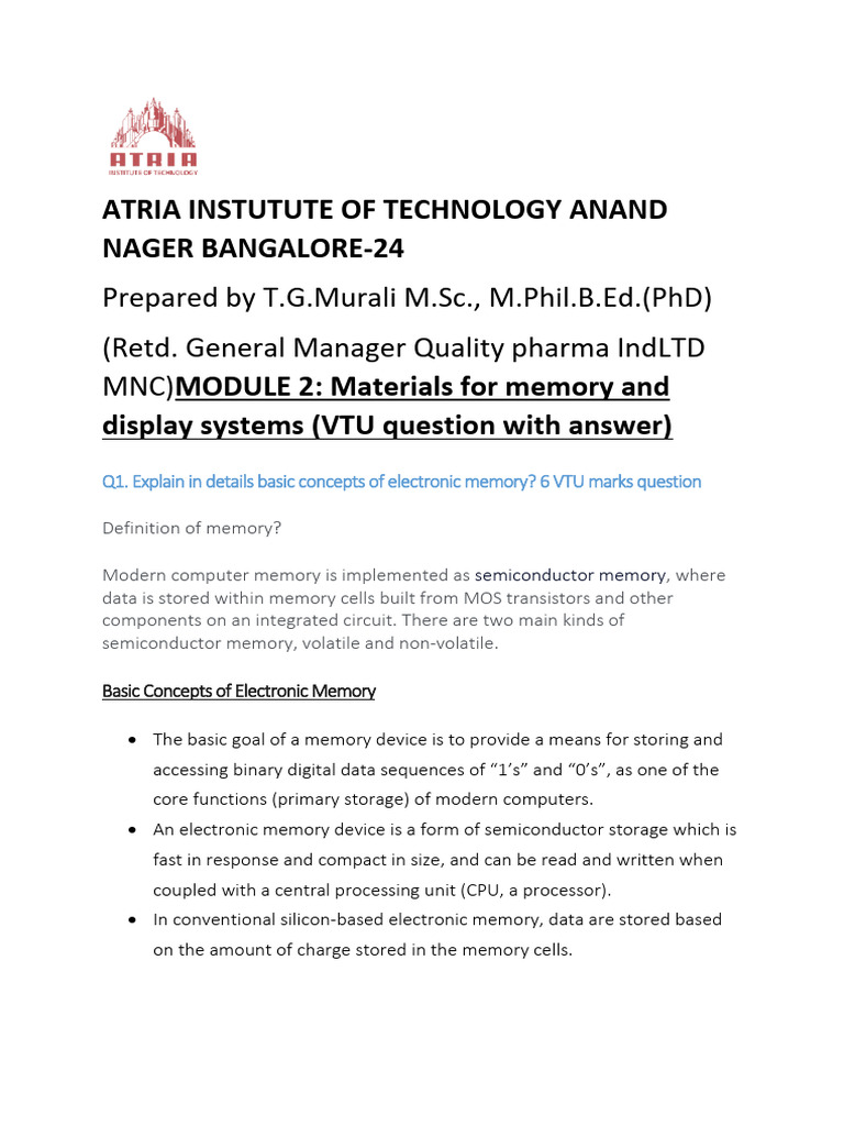 Module-2 VTU Question With Answer 13.10.22 | PDF | Random Access Memory ...