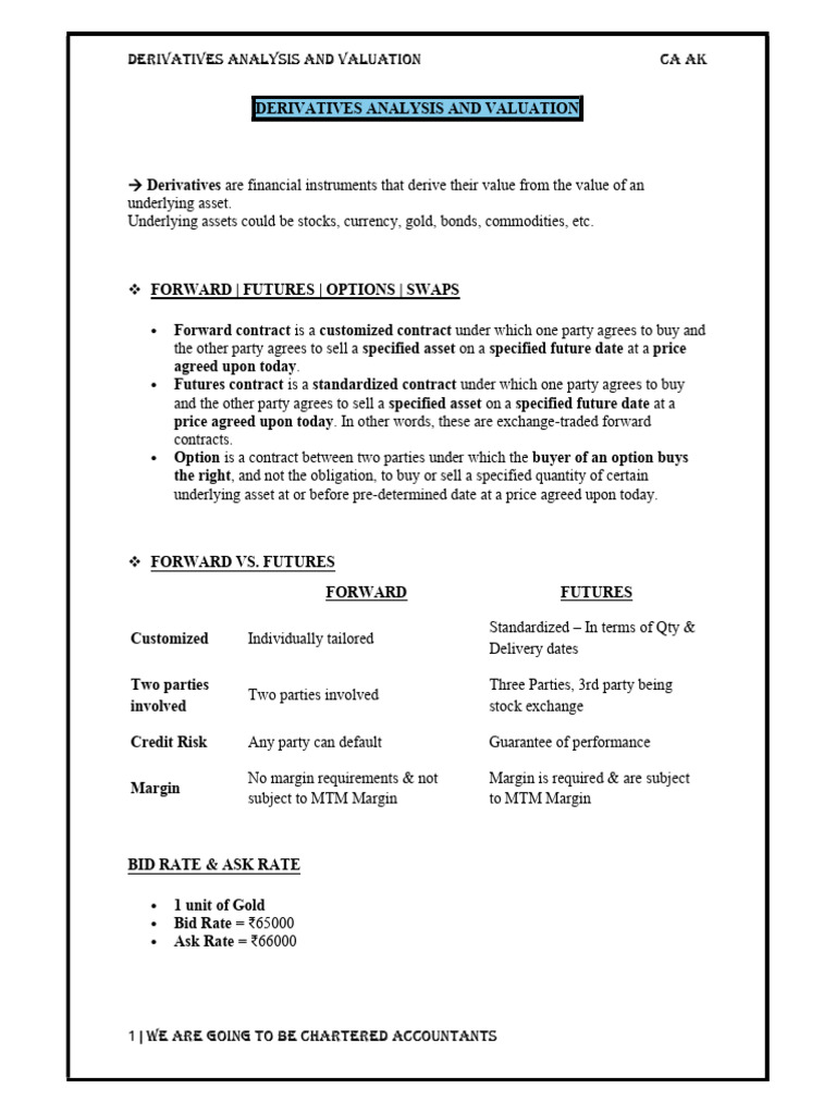 Derivatives Analysis and Valuation Guide | PDF | Derivative (Finance ...