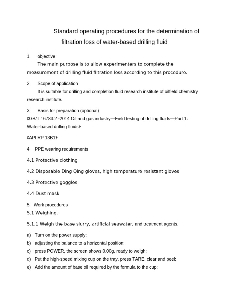 Filtration Loss Testing for Drilling Fluids | PDF | Filtration ...