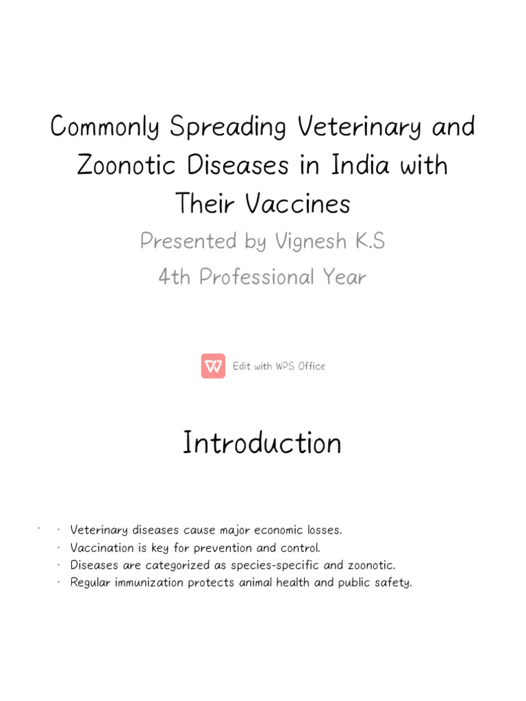 Common Veterinary and Zoonotic Diseases India VigneshKS v2 | PDF ...