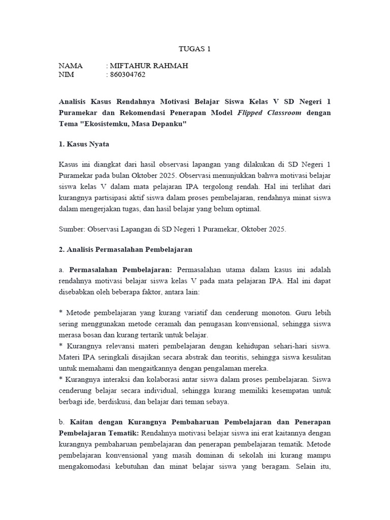 Tugas 1 Model Pembelajaran Inovatif Miftahur Rahmah | PDF