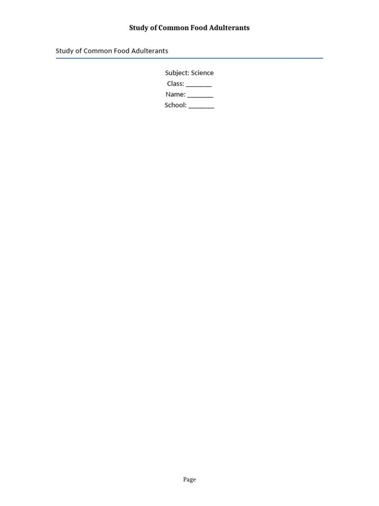Decorated 16 Page Food Adulteration Project | PDF | Turmeric ...