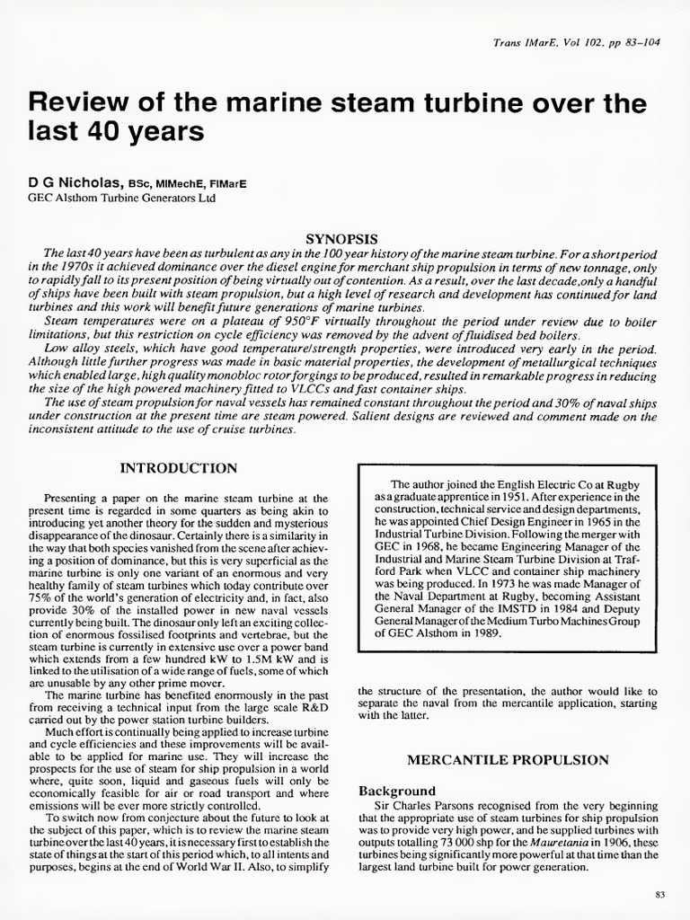 Marine Steam Turbine Evolution Review | PDF | Turbine | Marine Propulsion
