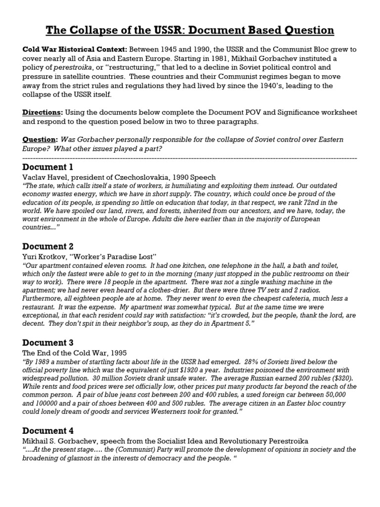 Gorbachev and the USSR Collapse Analysis | PDF | Soviet–Afghan War ...