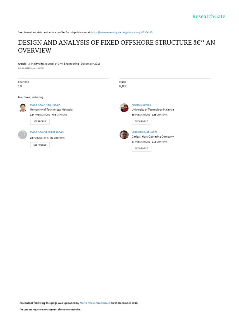 Design and Analysis of Fixed Offshore Structure Â " An: Malaysian ...