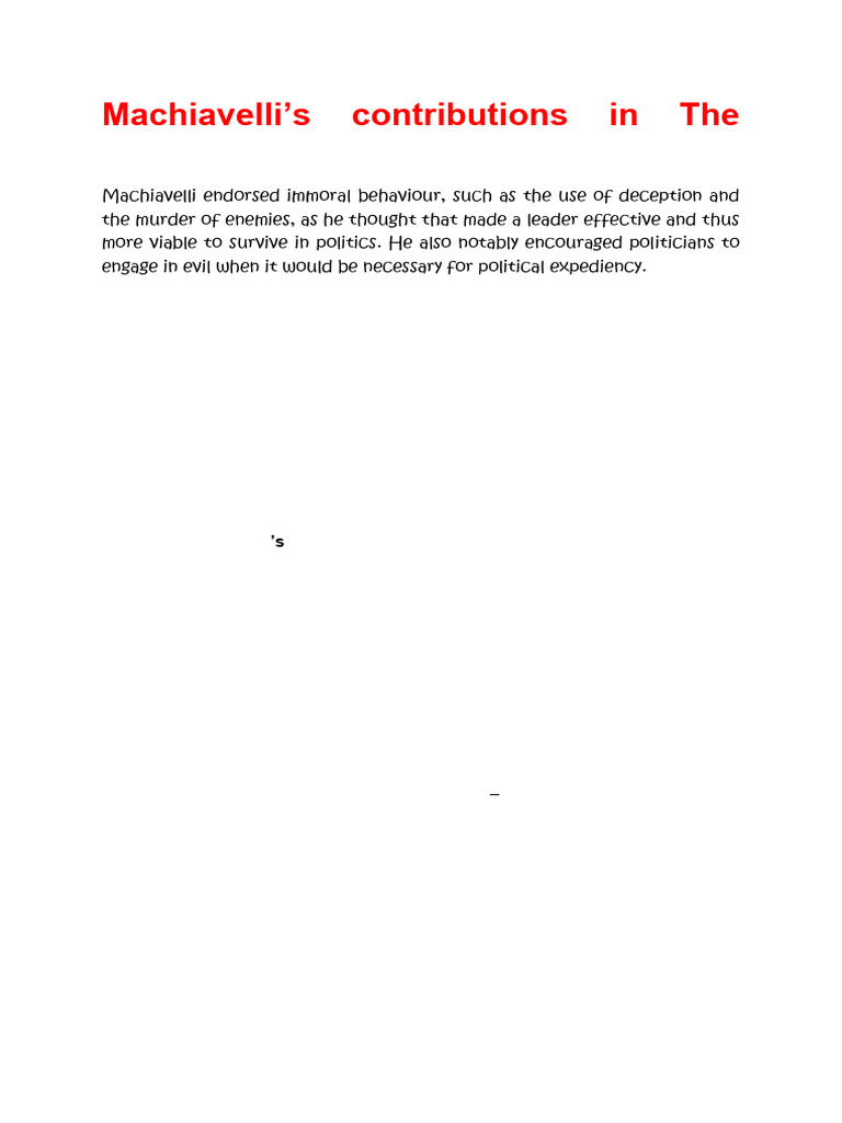 Machiavelli's Political Insights in The Prince | PDF | Niccolò ...
