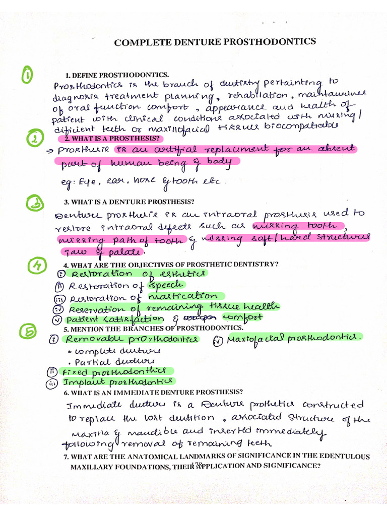PCP viva notes for dental students | PDF | Prosthesis | Dental Implant