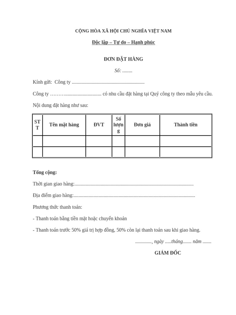 Mau Don Dat Hang Word 3 | PDF