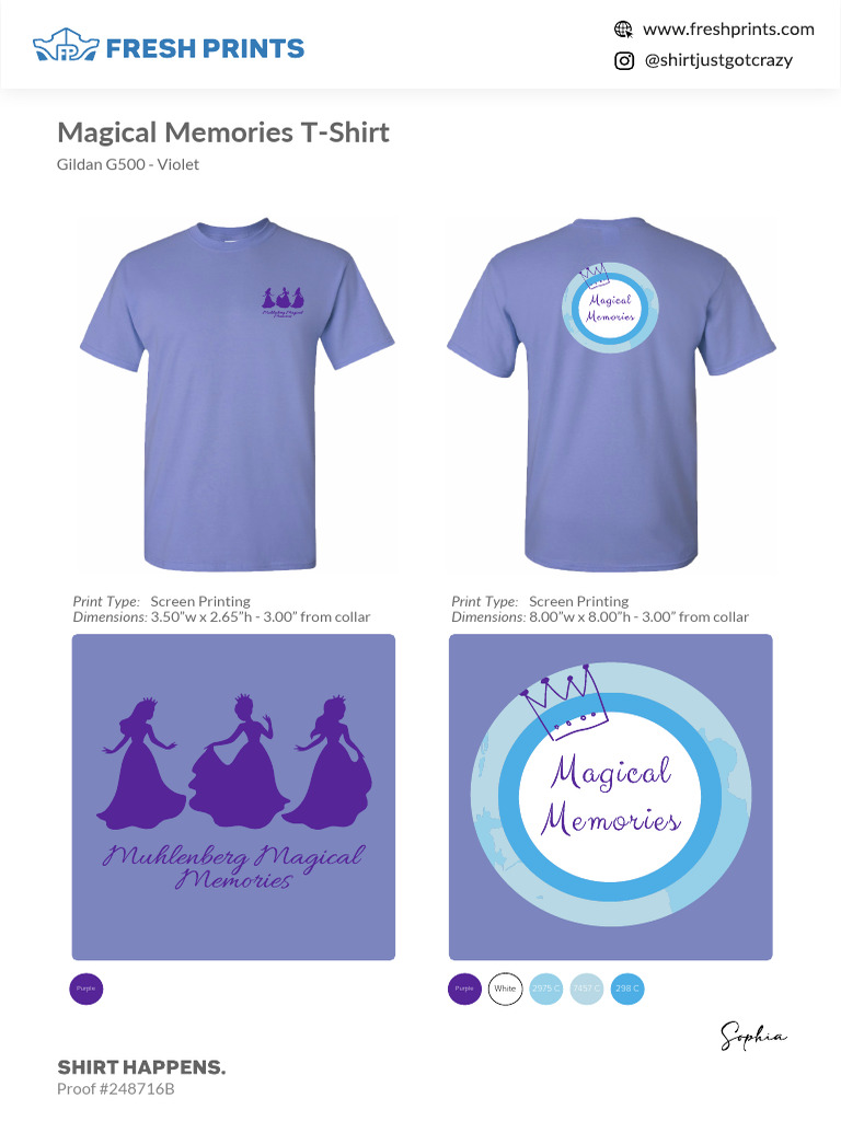Magical Memories T-Shirt: Gildan G500 - Violet | PDF