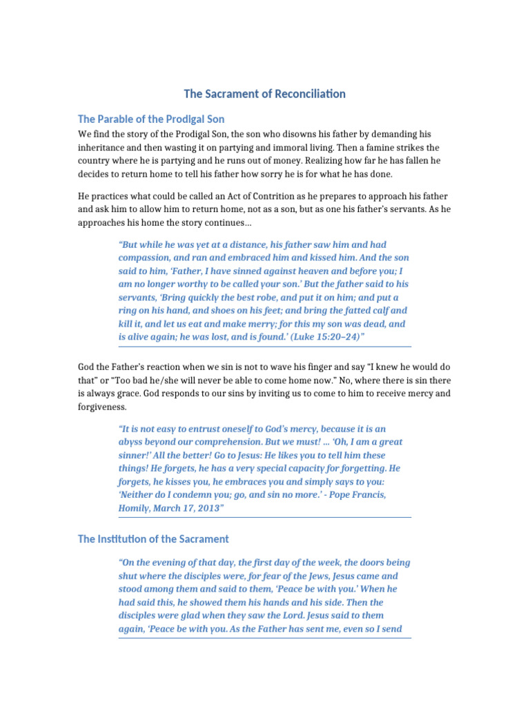 Understanding the Sacrament of Reconciliation | PDF | Penance ...