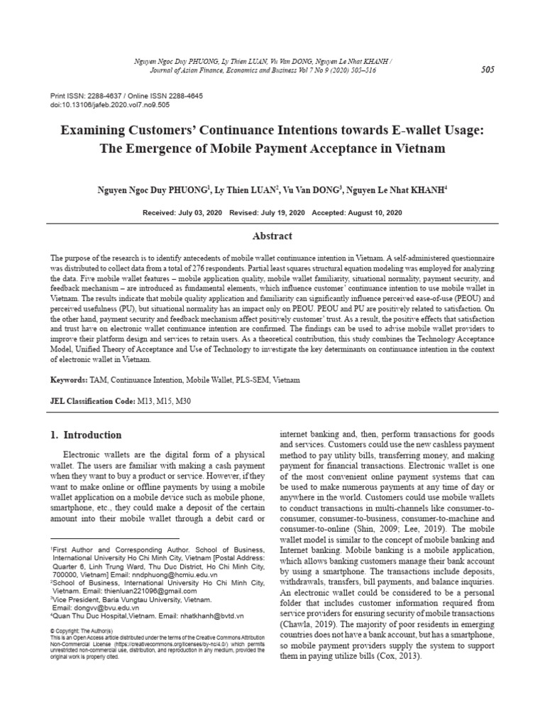 Examining Customers’ Continuance Intentions Towards E-wallet Usage the ...