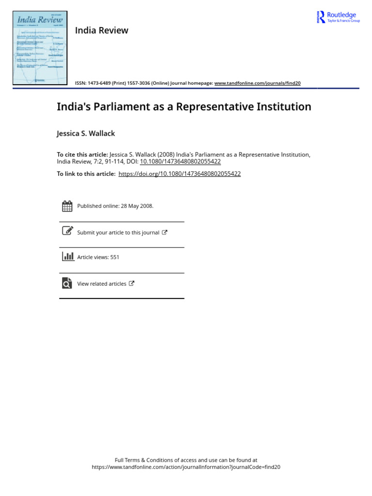 India S Parliament As A Representative Institution | PDF | Bill (Law ...