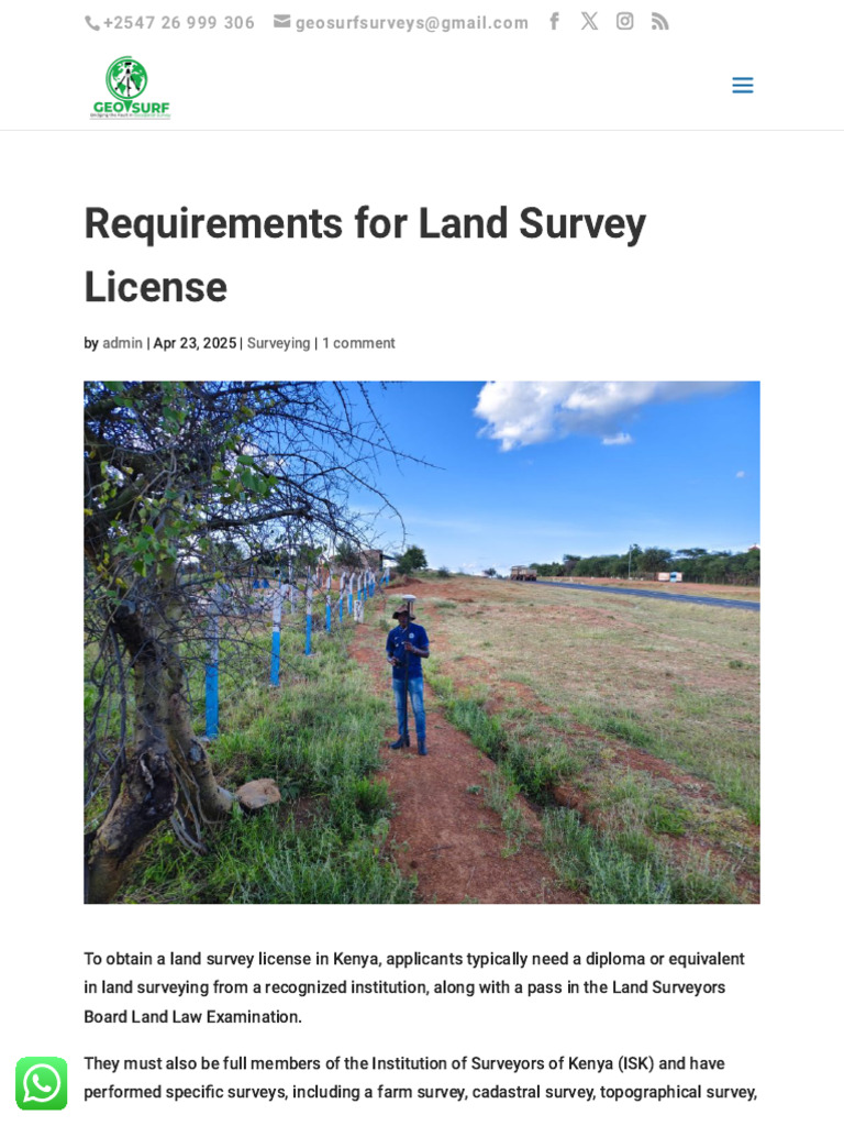 Requirements for Land Survey License - GeoSurf Surveys and Consu | PDF ...