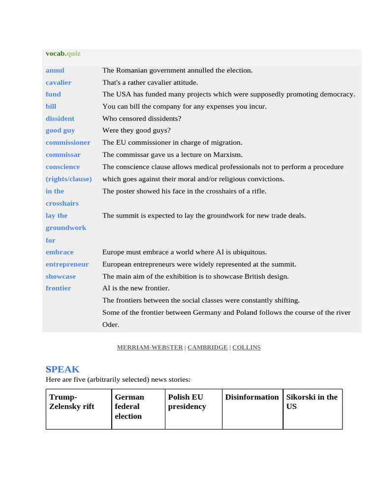 Vocabulary Quiz: Key Terms Explained | PDF