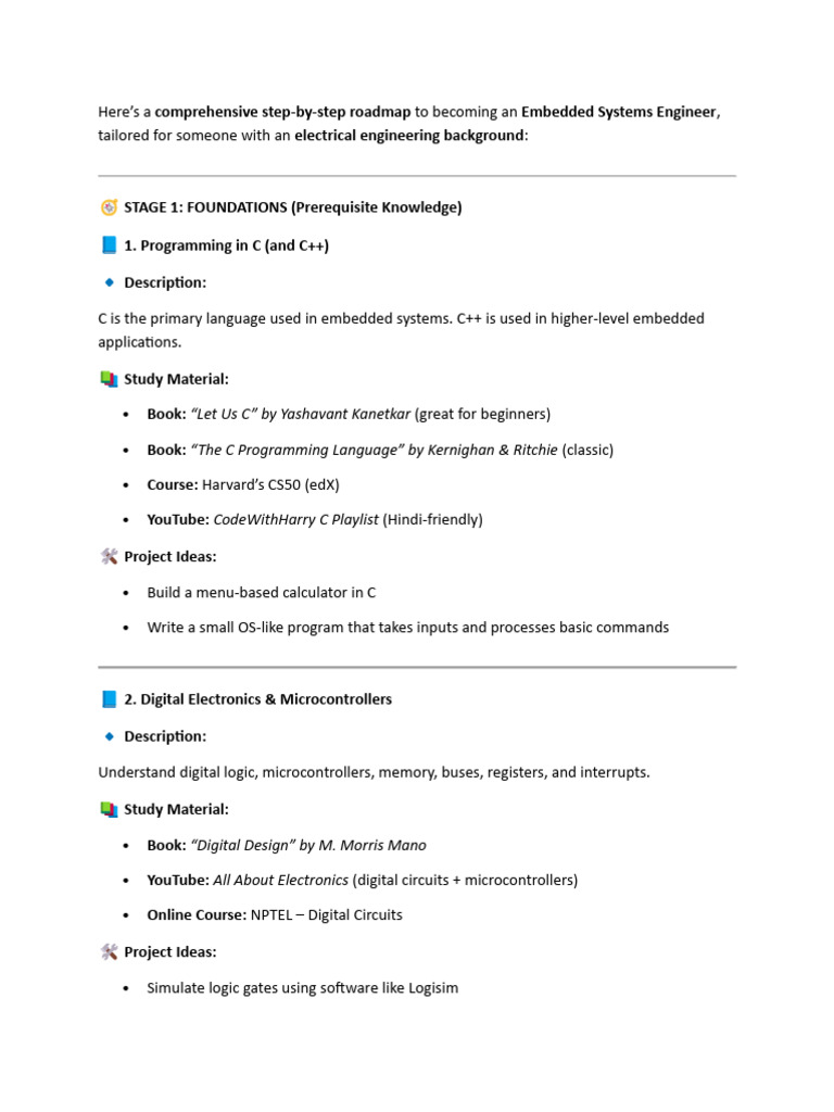 Roadmap to Becoming an Embedded Engineer | PDF | Embedded System ...