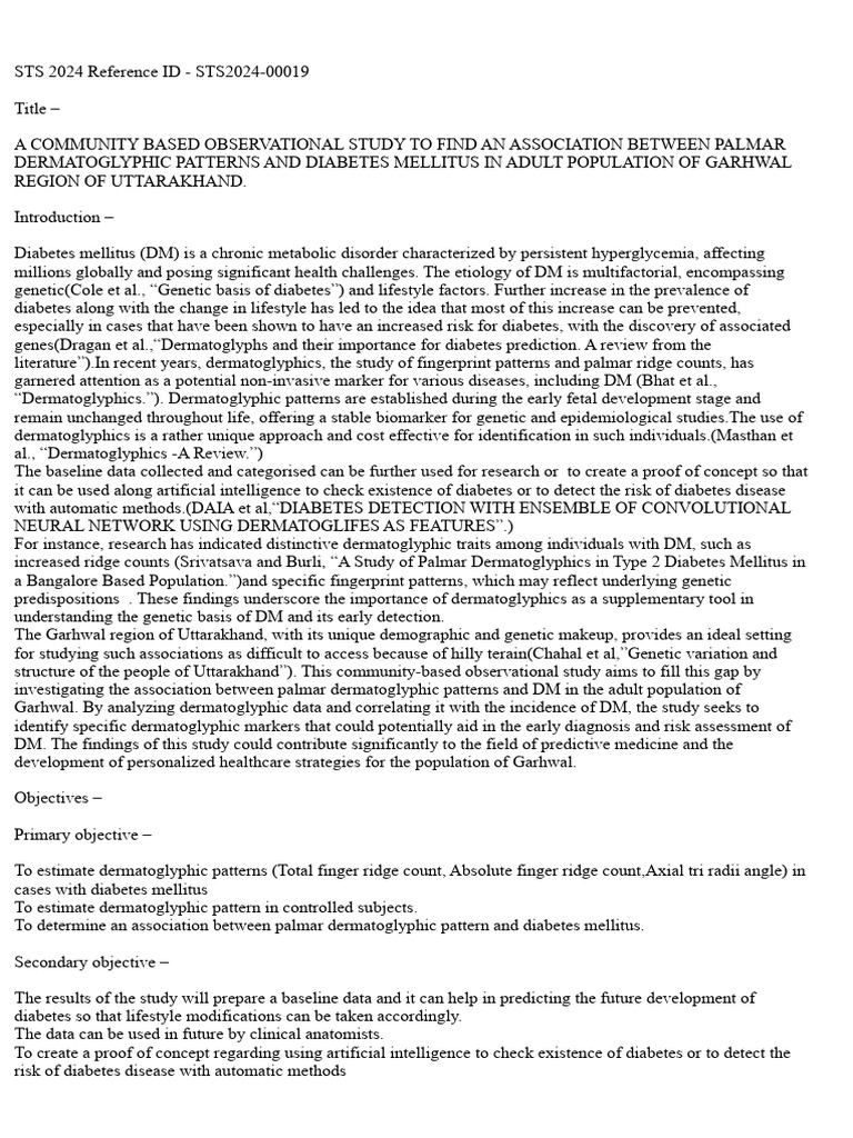 ICMR Proposal | PDF | Hand | Diabetes