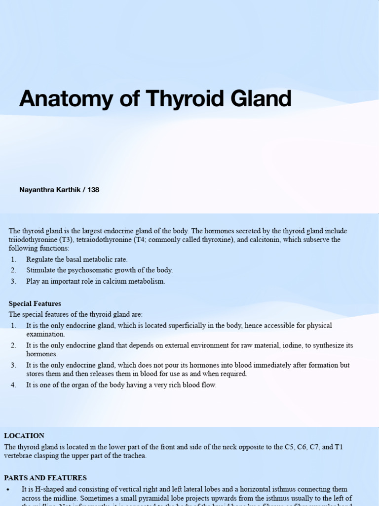 Thyroid Gland Anatomy and Functions | PDF | Common Carotid Artery | Thyroid