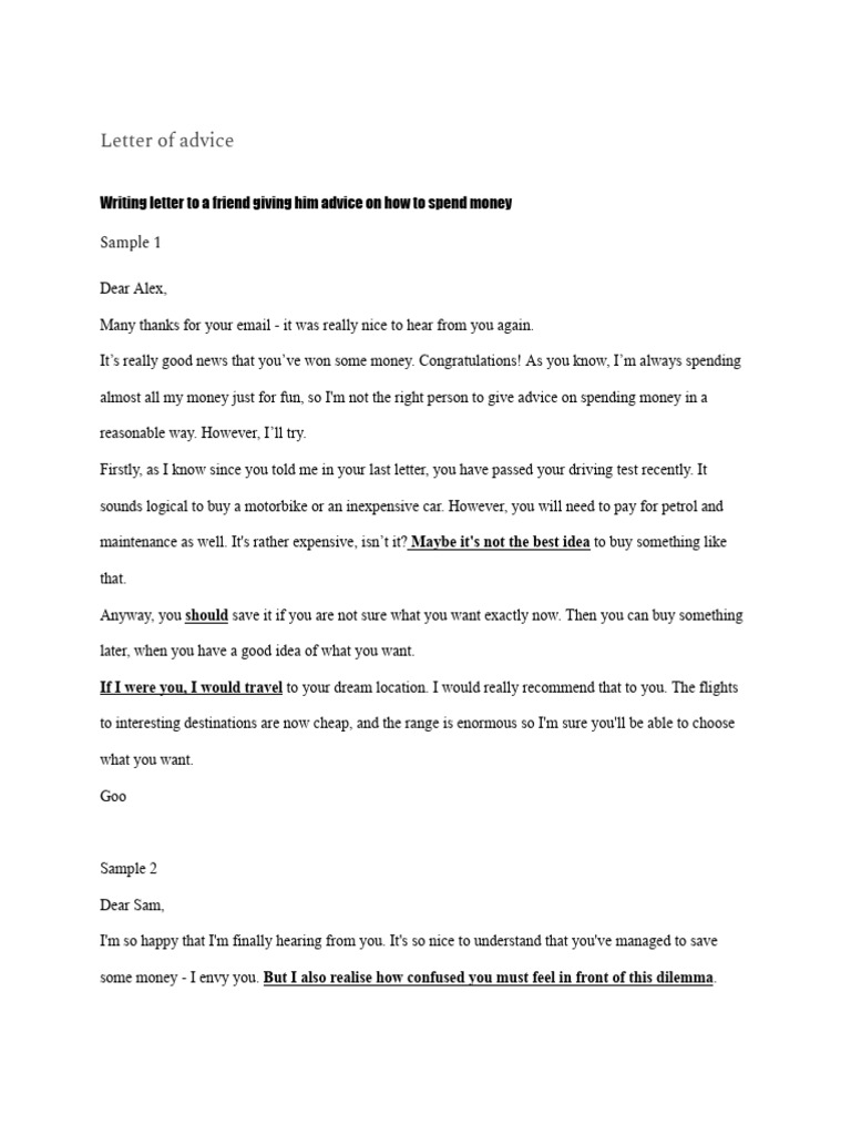 Letter of Advice | PDF