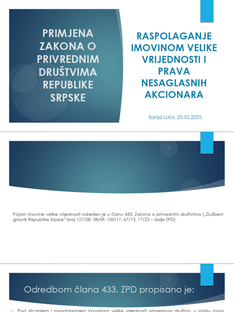 Primjena Zakona o Privrednim Drustvima RS | PDF