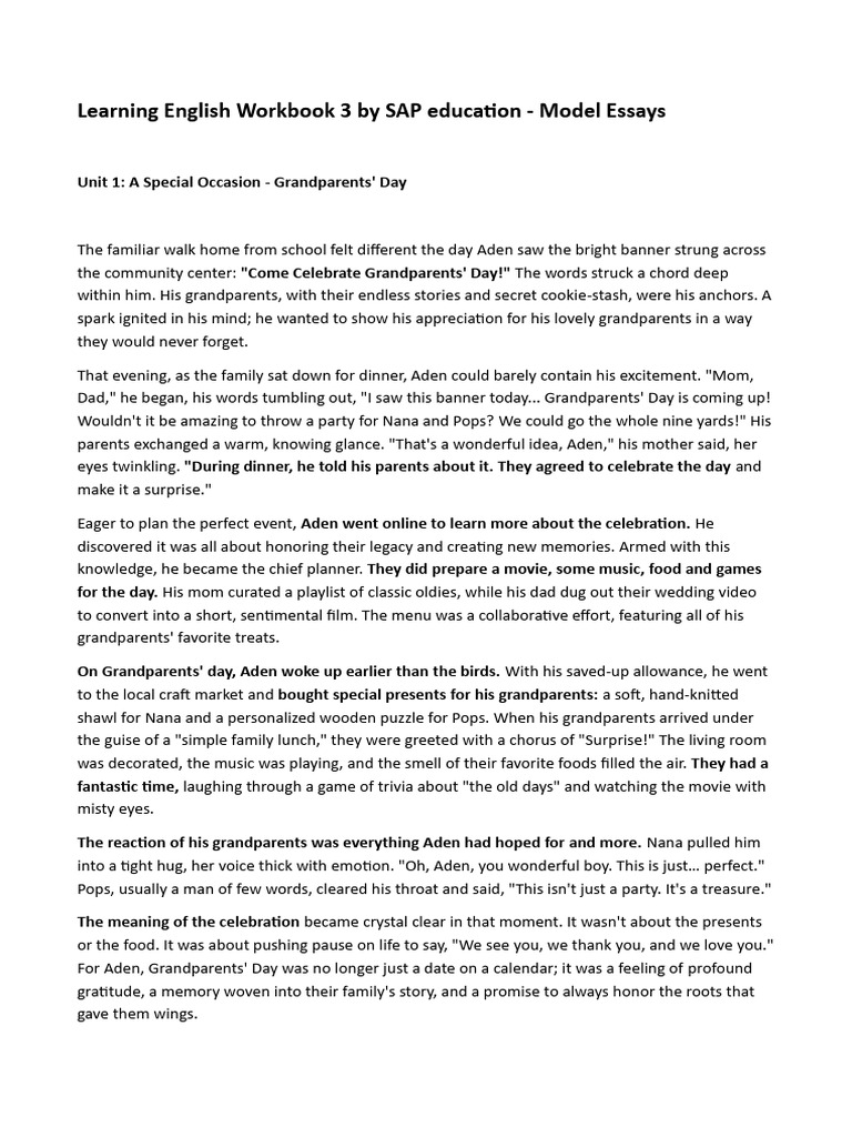 Learning English - SAP Education - Model Essays | PDF