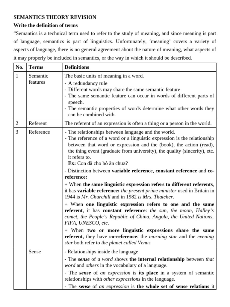 Semantics Theory Revision | PDF | Metaphor | Lexical Semantics