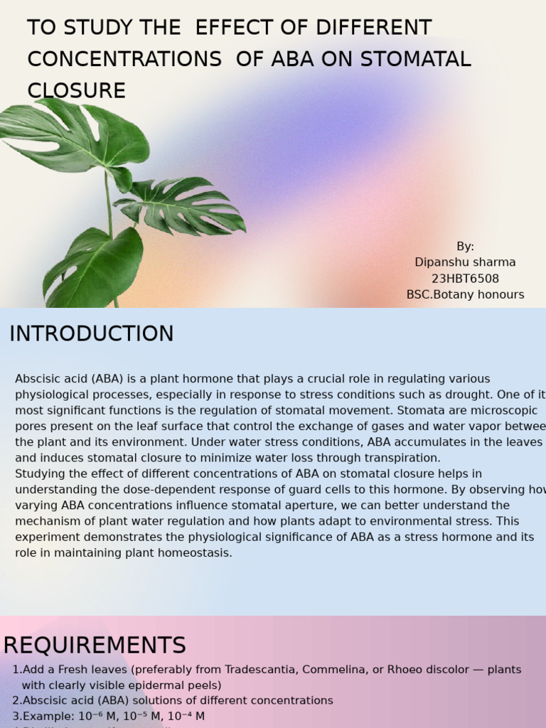 To Study The Ffect of Different Concentrations of Aba On Stomatal ...