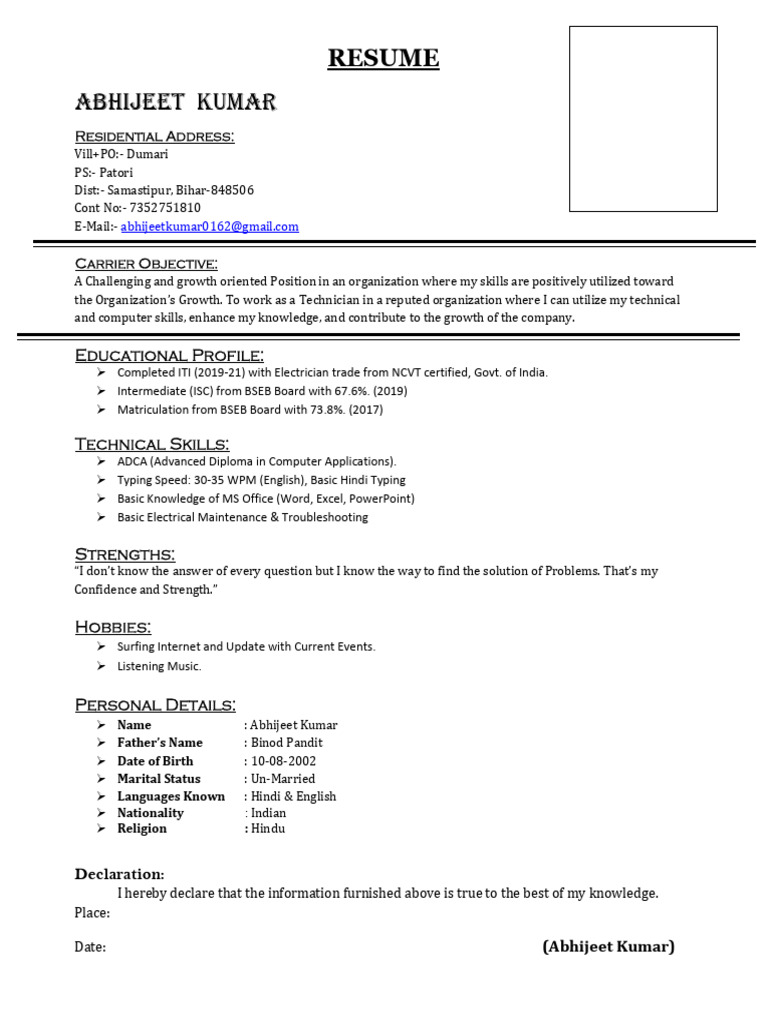 Resume Abhijeet Kumar | PDF