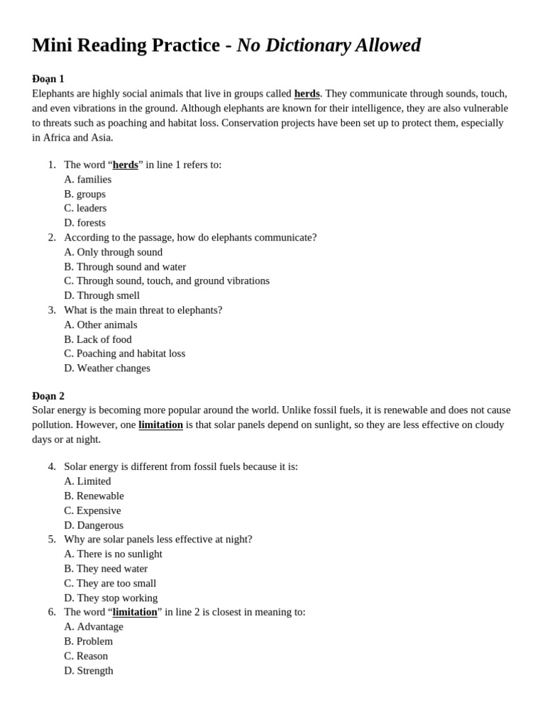 Mini Reading Practice for IELTS | PDF | Inflation | Bees