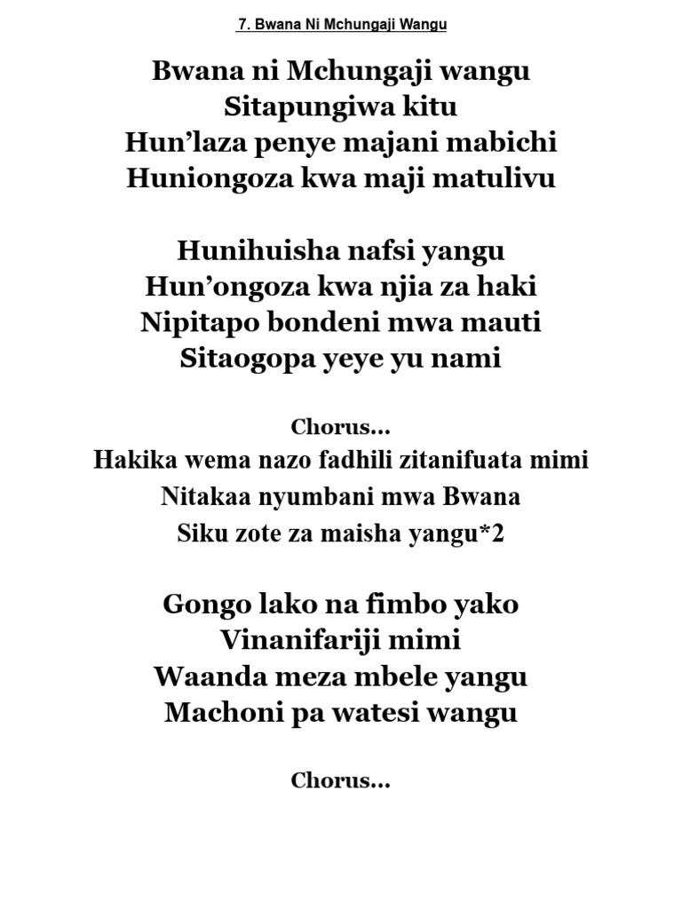 Bwana Ni Mchungaji Wangu | PDF