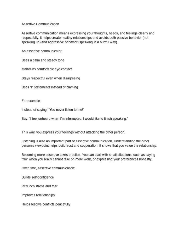Mastering Assertive Communication Skills | PDF