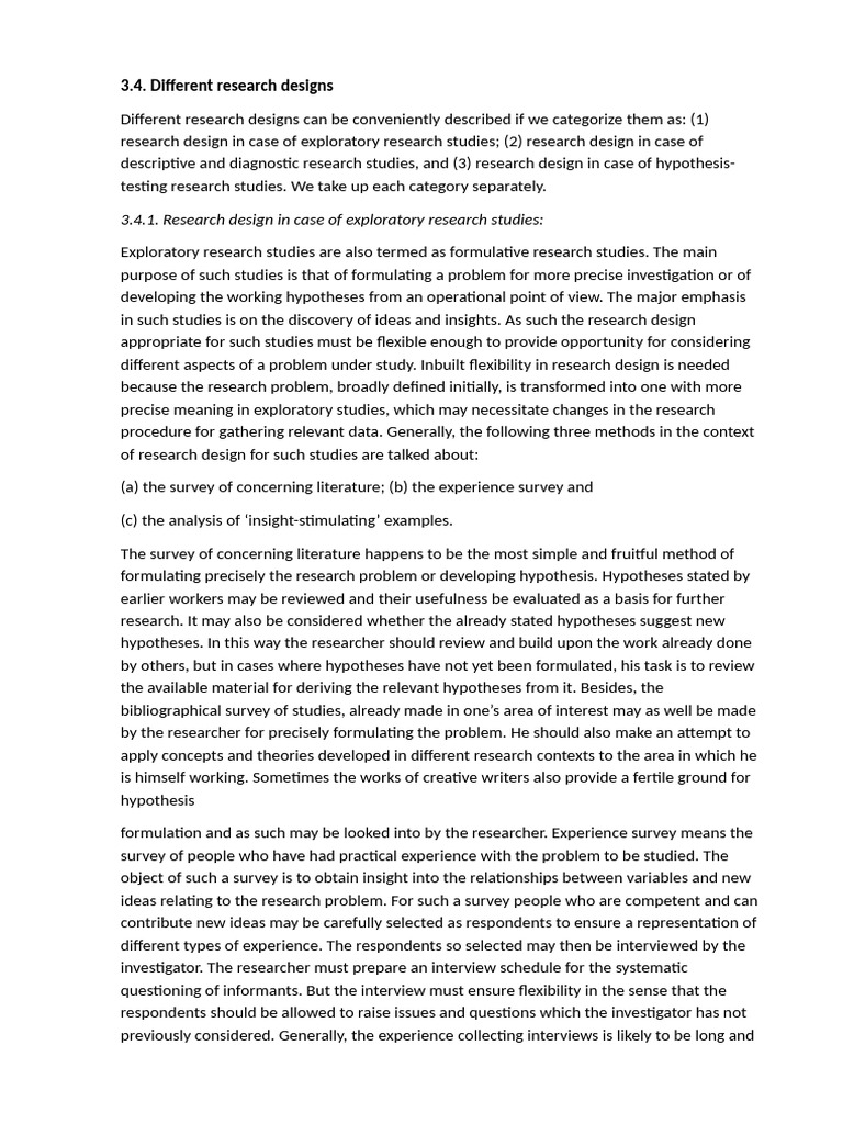 Research Designs: Exploratory to Experimental | PDF | Experiment ...
