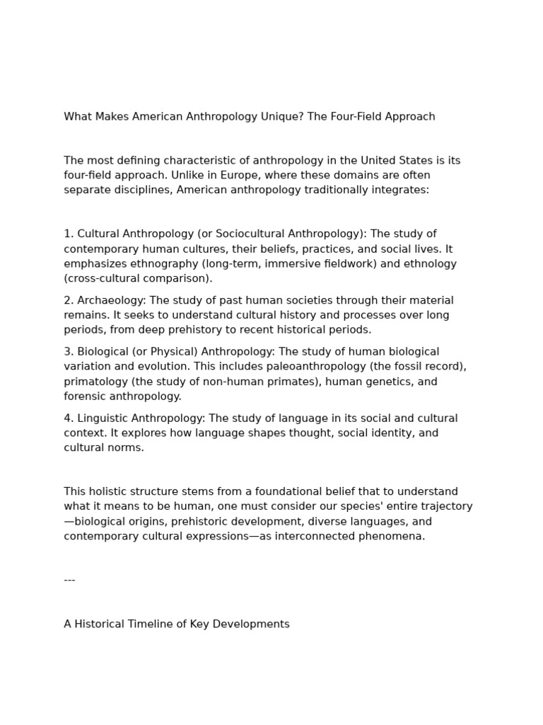 What Makes American Anthropology Unique The Four-Field Approach | PDF ...
