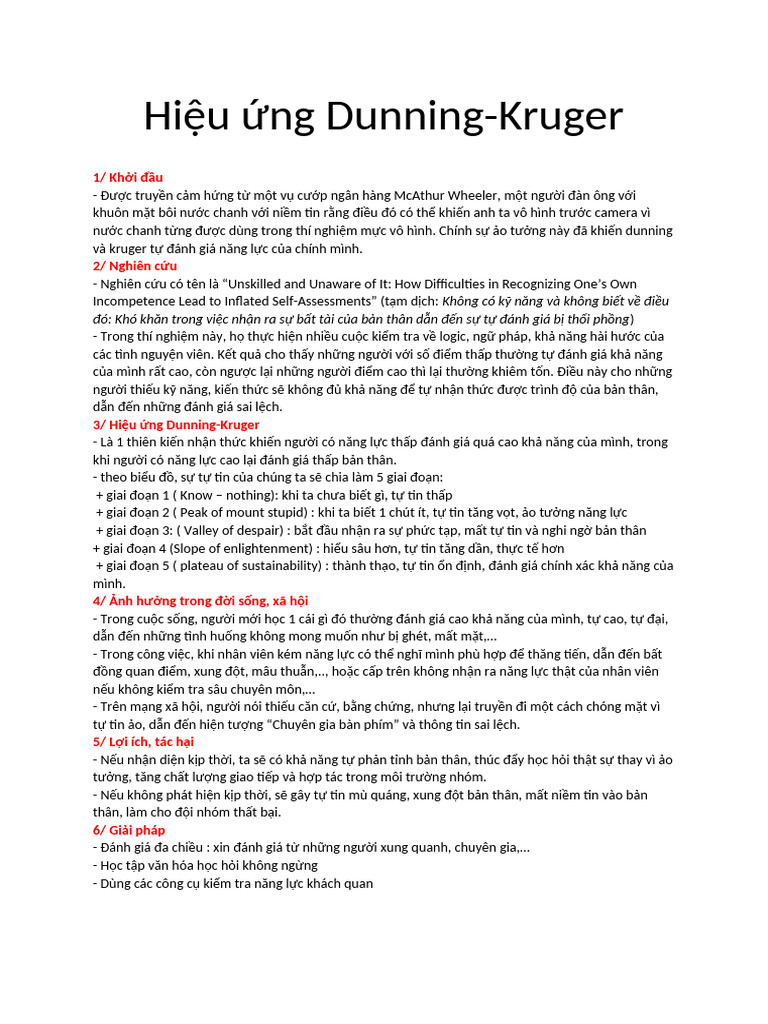 Hiệu Ứng Dunning- Kruger | PDF