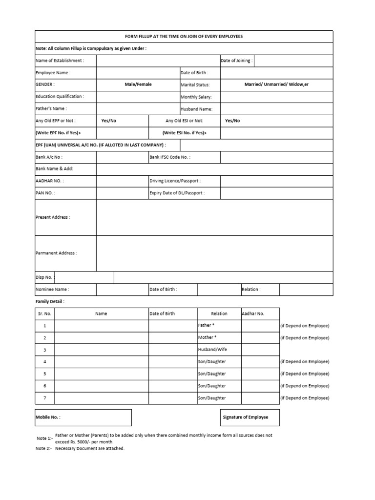 Employee Details Form | PDF | Government And Personhood | Social ...