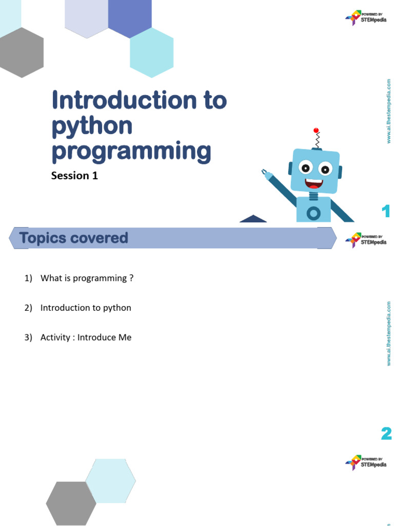 Session 1 PowerPoint | PDF | Computer Programming | Python (Programming Language)
