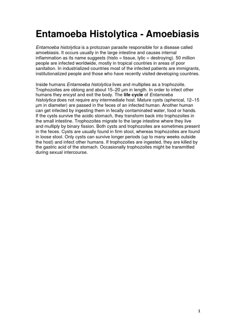 Entamoeba Histolytica | PDF | Protozoa | Eukaryotes