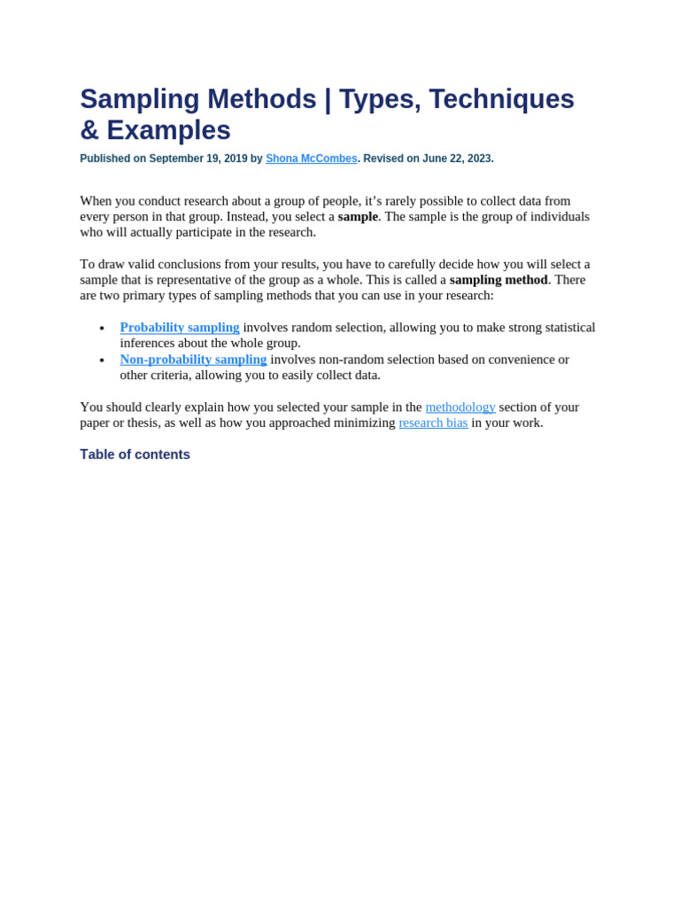 Sampling Method1andtechniques | PDF | Sampling (Statistics) | Stratified Sampling