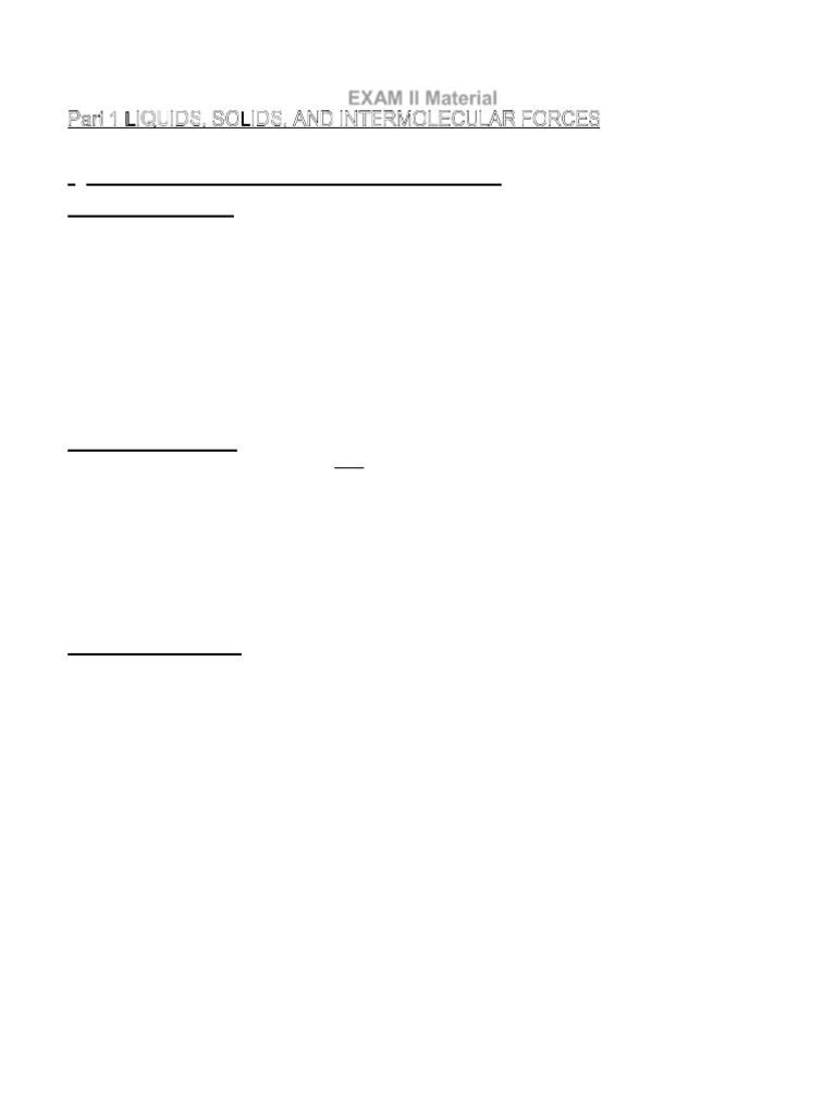 111 Exam II Outline TRO | PDF | Solvation | Crystal Structure