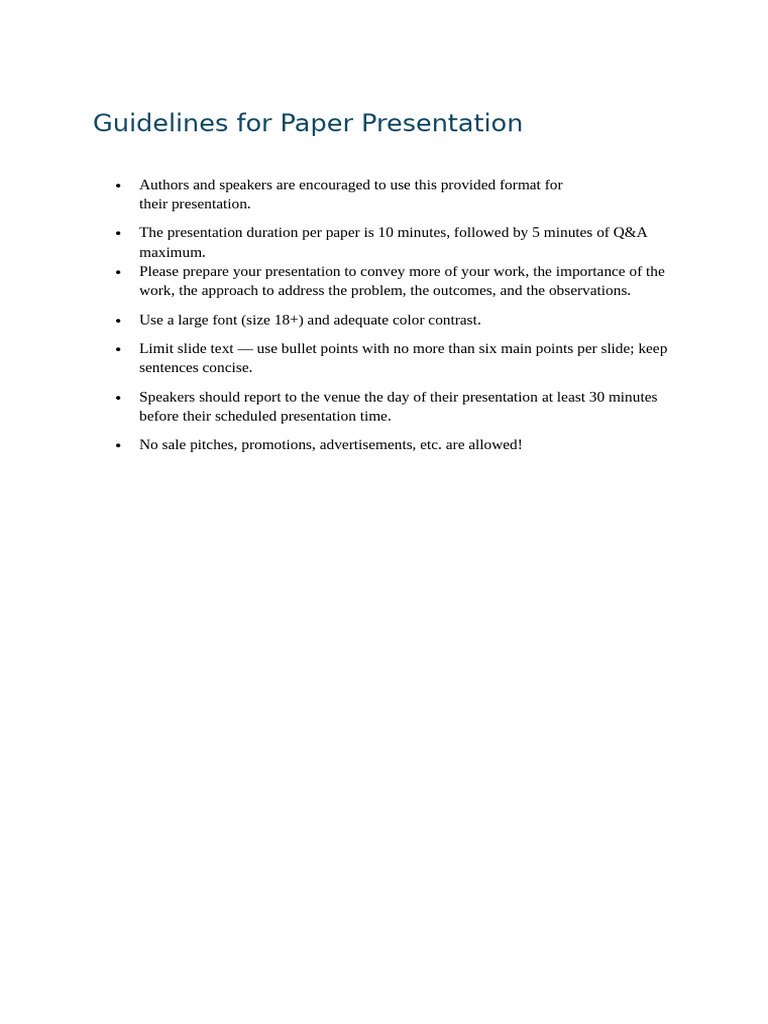 Paper Presentation Guidelines | PDF