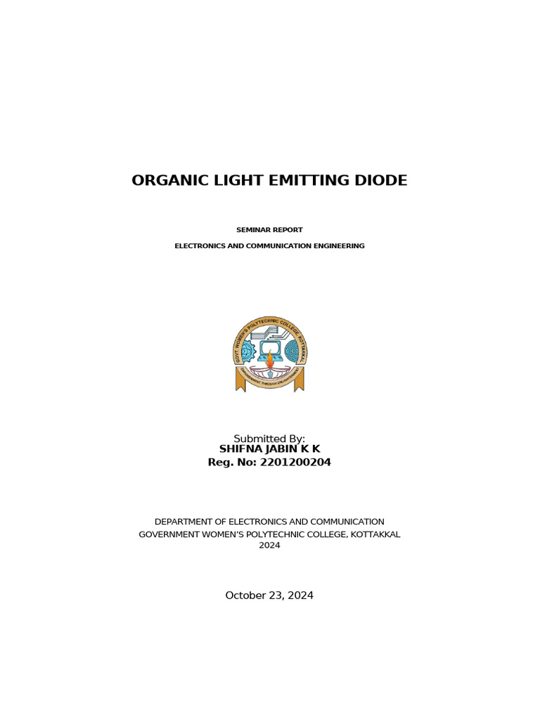 Seminar Report Shifna | PDF | Oled | Liquid Crystal Display