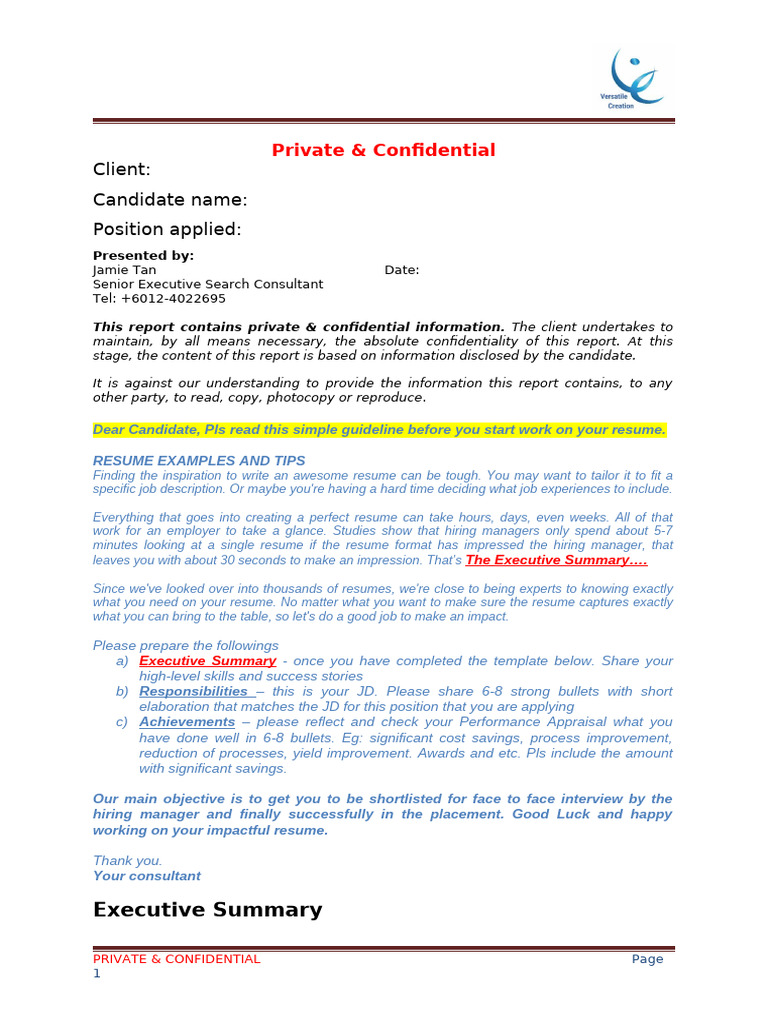 Versatile Creation RESUME FORMAT | PDF | Résumé