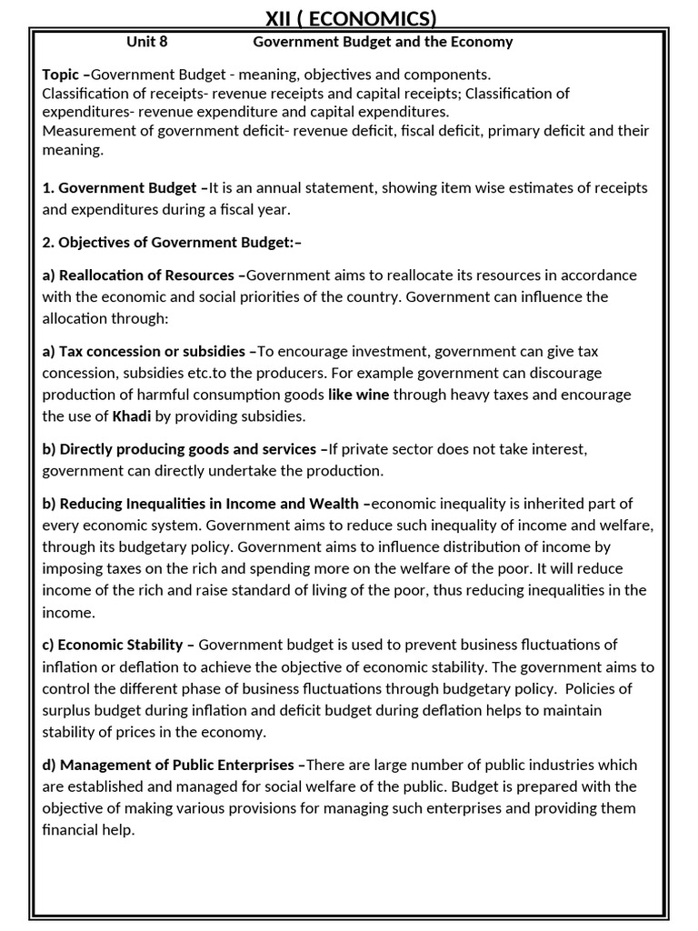 MLL of CH - Government Budget and The Economy | PDF | Taxes ...