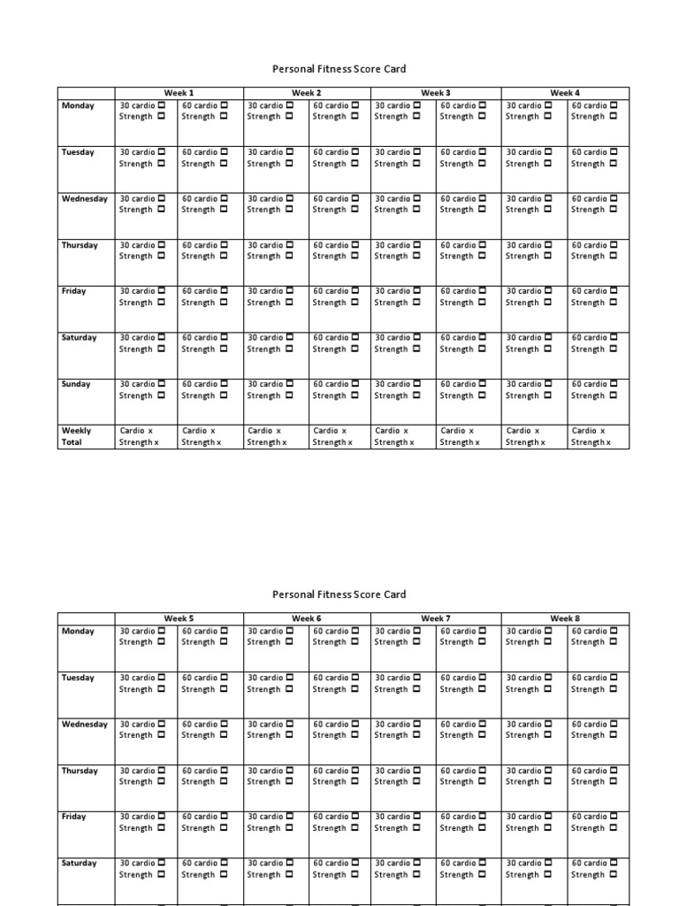 Personal Fitness Score Card | PDF | Sports