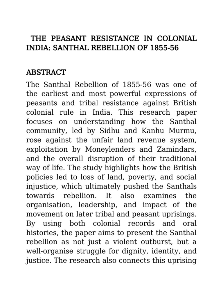 Santhal Rebellion: Peasant Resistance 1855-56 | PDF | Rebellions