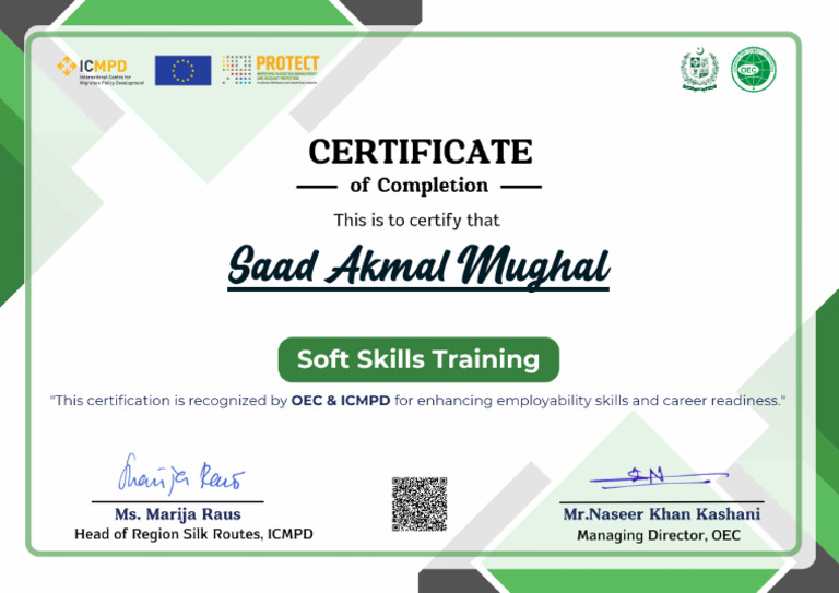 Soft Skills OEC Certificate - Saad Mughal | PDF