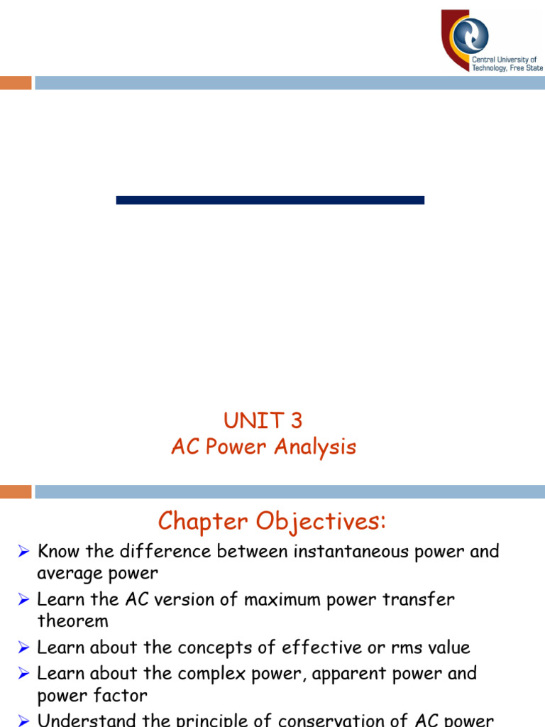 Unit 3 - 2020 - Eet125 C & Met22a - Ac Power Analysis & Power Factor Correction | PDF | Ac Power ...