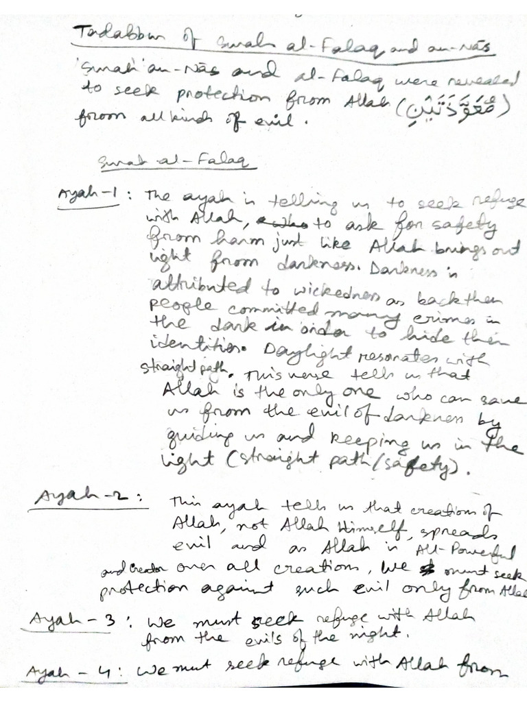 Tadabbur of Surah Al-Falaq and An-Naas | PDF