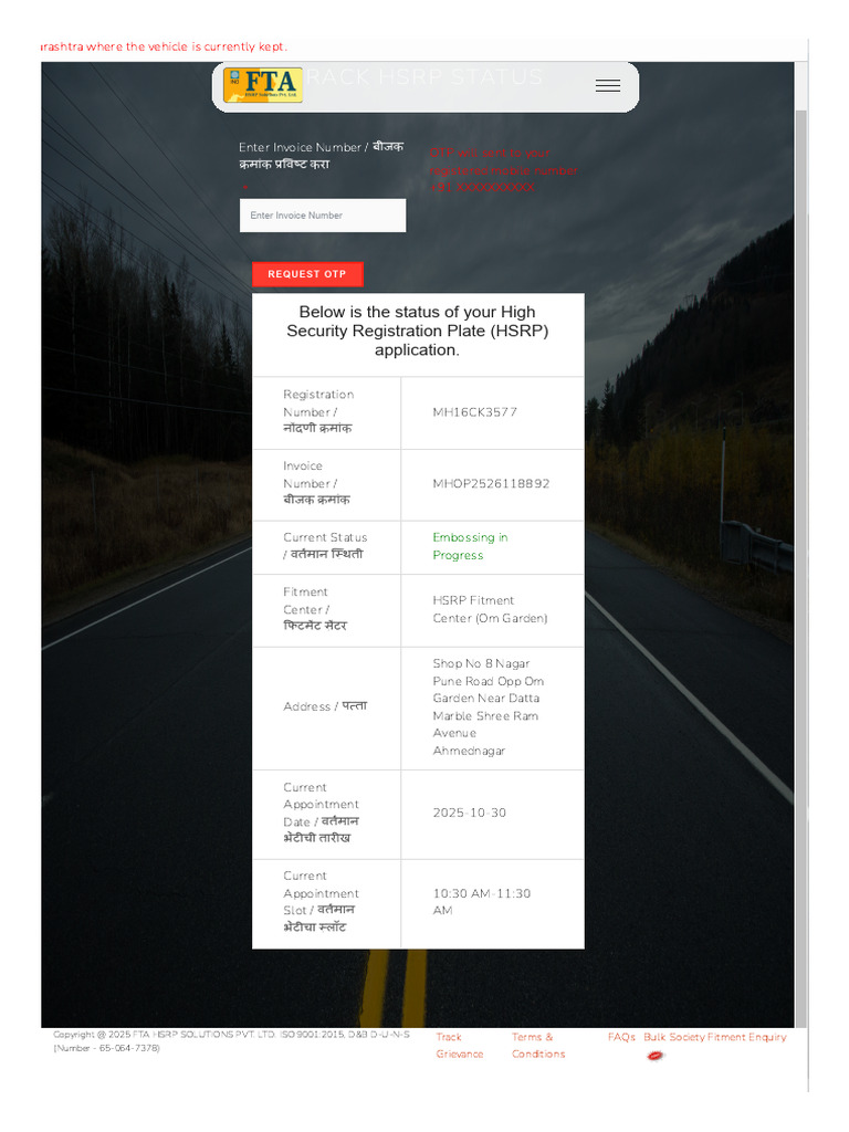 Track HSRP Status - FTA HSRP Solutions Pvt Ltd | PDF | Road Transport | Vehicles