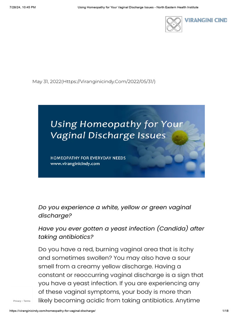 Using Homeopathy For Your Vaginal Discharge Issues - North Eastern Health Institute | PDF ...